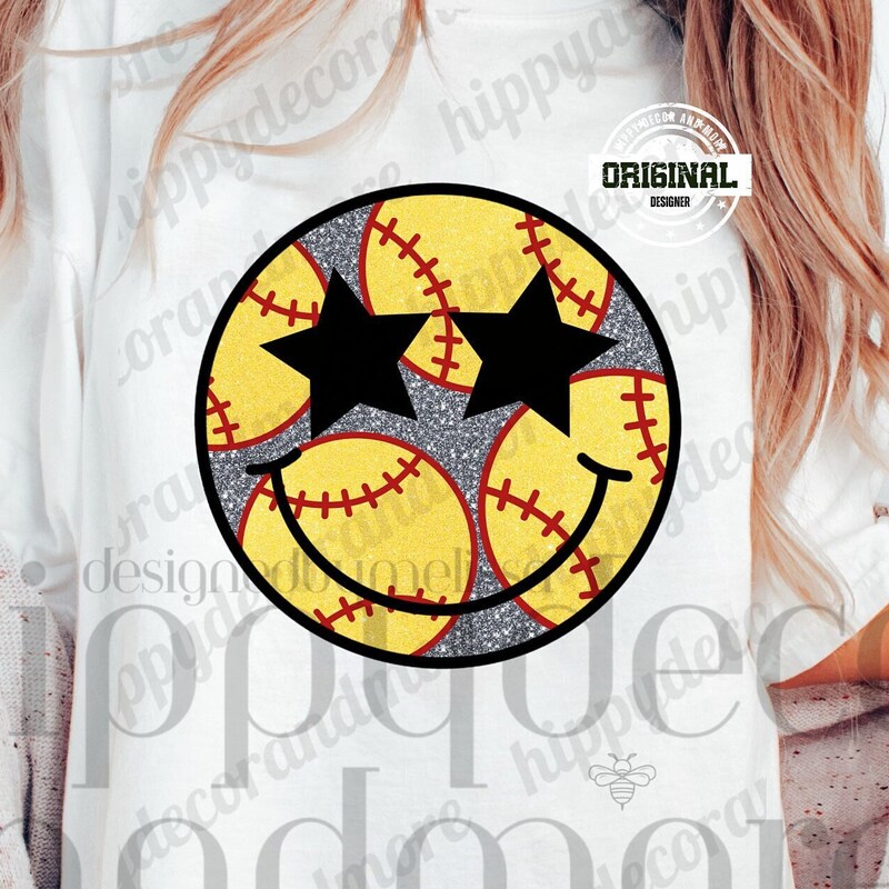 Smiley Face Softball Png - Etsy