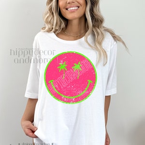 Distressed Retro Palm Trees Smiley Face PNG Boho PNG Smiley - Etsy