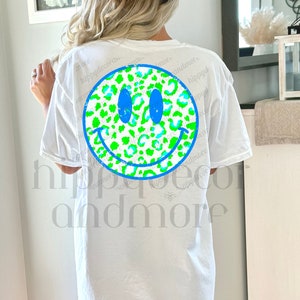 Leopard Print PNG Smiley Face PNG Neon Smiley Face Sublimation Colorful ...