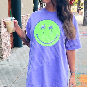 Distressed Retro Palm Trees Smiley Face PNG Boho PNG Smiley - Etsy