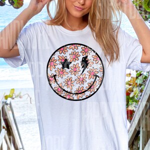 Distressed Retro Smiley Face PNG Bohemian Flowers Boho Smiley Transfer ...