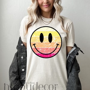 Distressed Retro Smiley Face PNG Sunny Smiley Png Boho Png - Etsy
