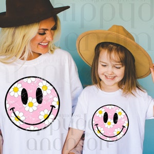 Pink Retro Png Daisy Smiley Face PNG Daisy PNG Distressed Happy ...