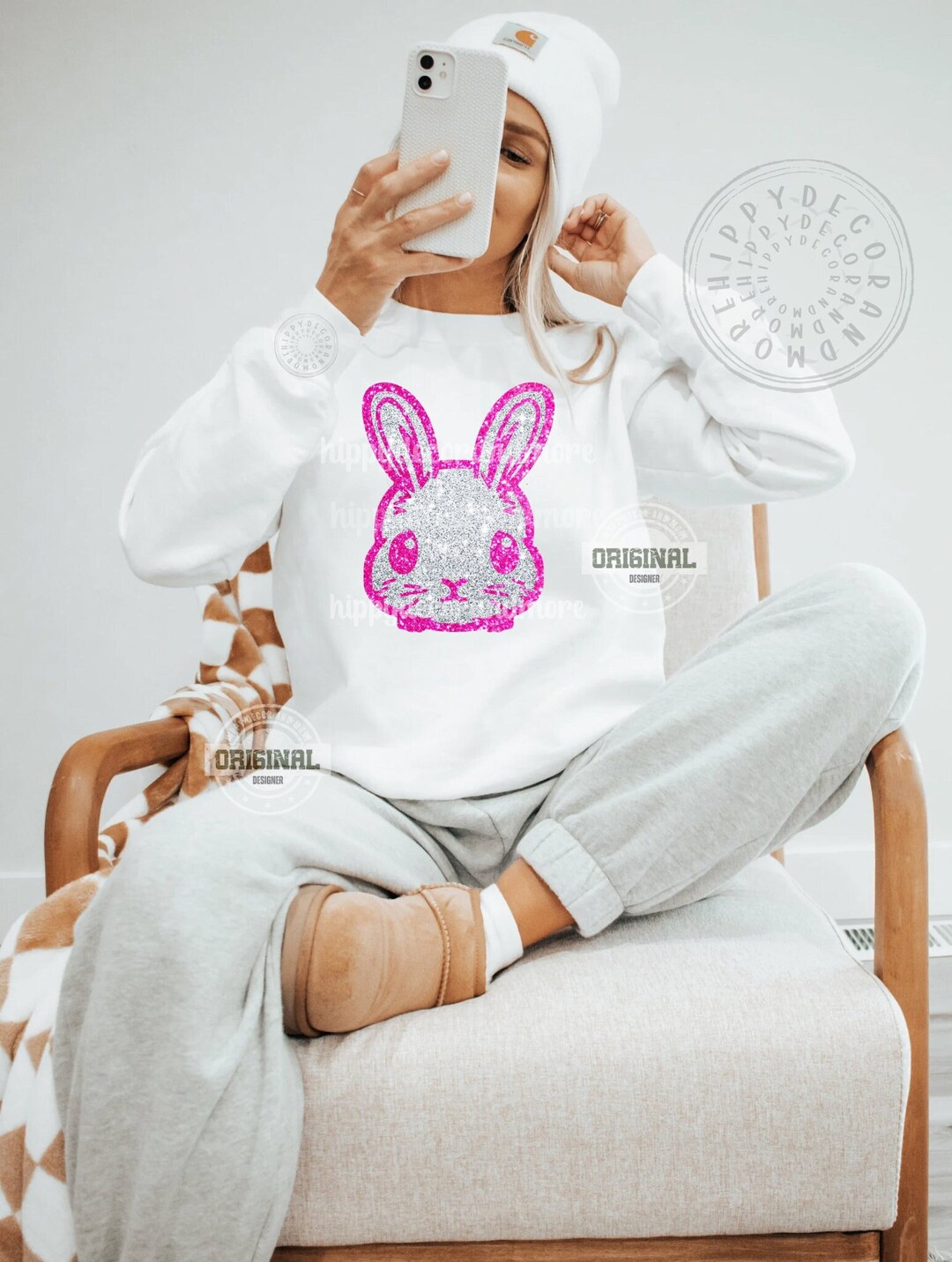 Cute Bunny Shirt Design Faux Glitter PNG Easter PNG Bunny PNG - Etsy