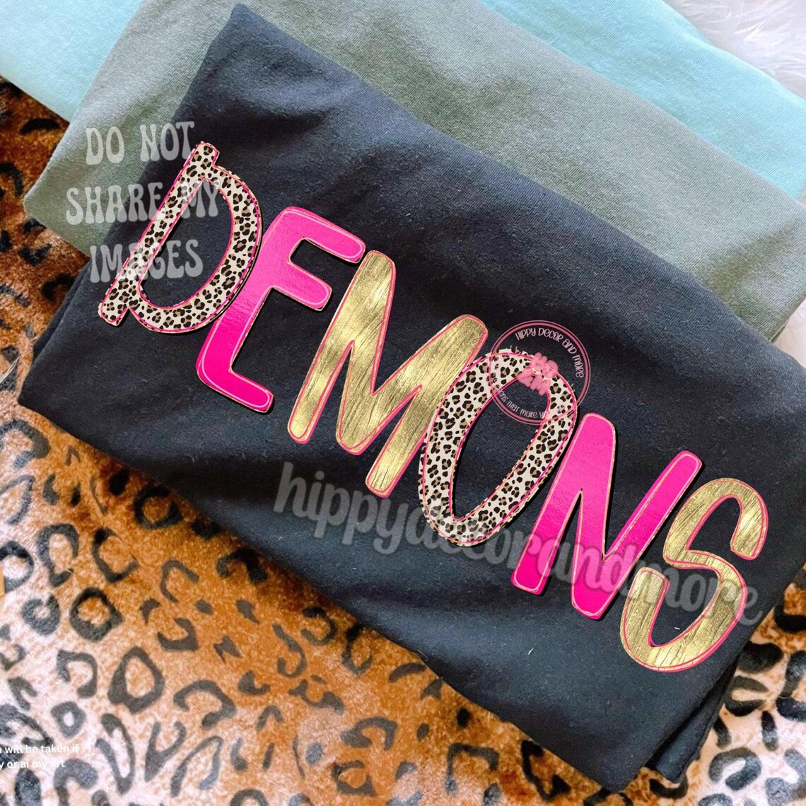 Preppy Mascot PNG Demon PNG Pink Leopard Print Metalic Gold Girly Girl ...