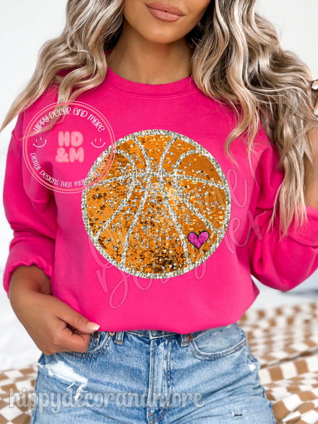Sparkly Basketball PNG Faux Glitter Girly Basketball Shirt Design Heart ...
