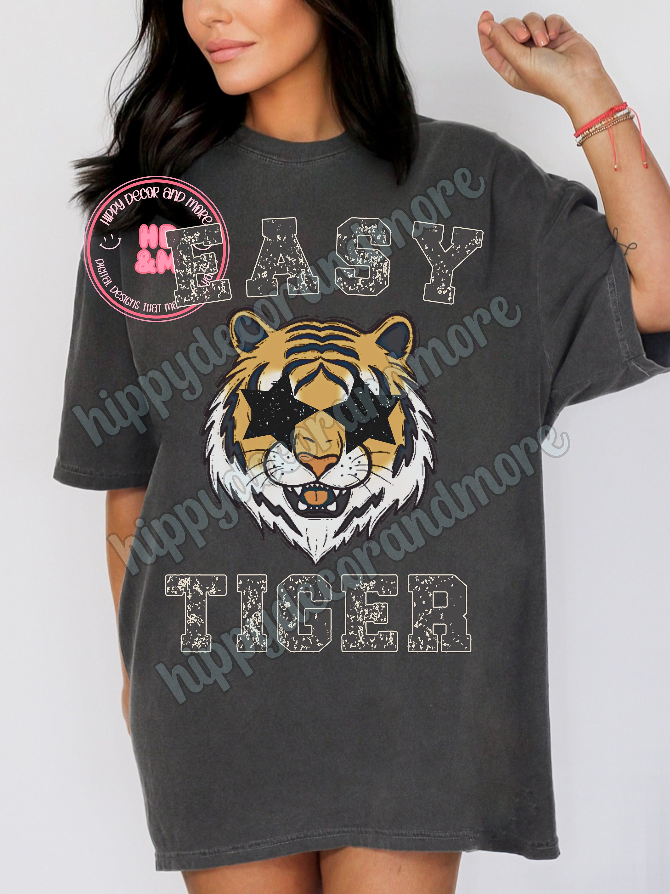 Easy Tiger PNG Distressed Tiger Mascot PNG Preppy Tiger Shirt Design ...