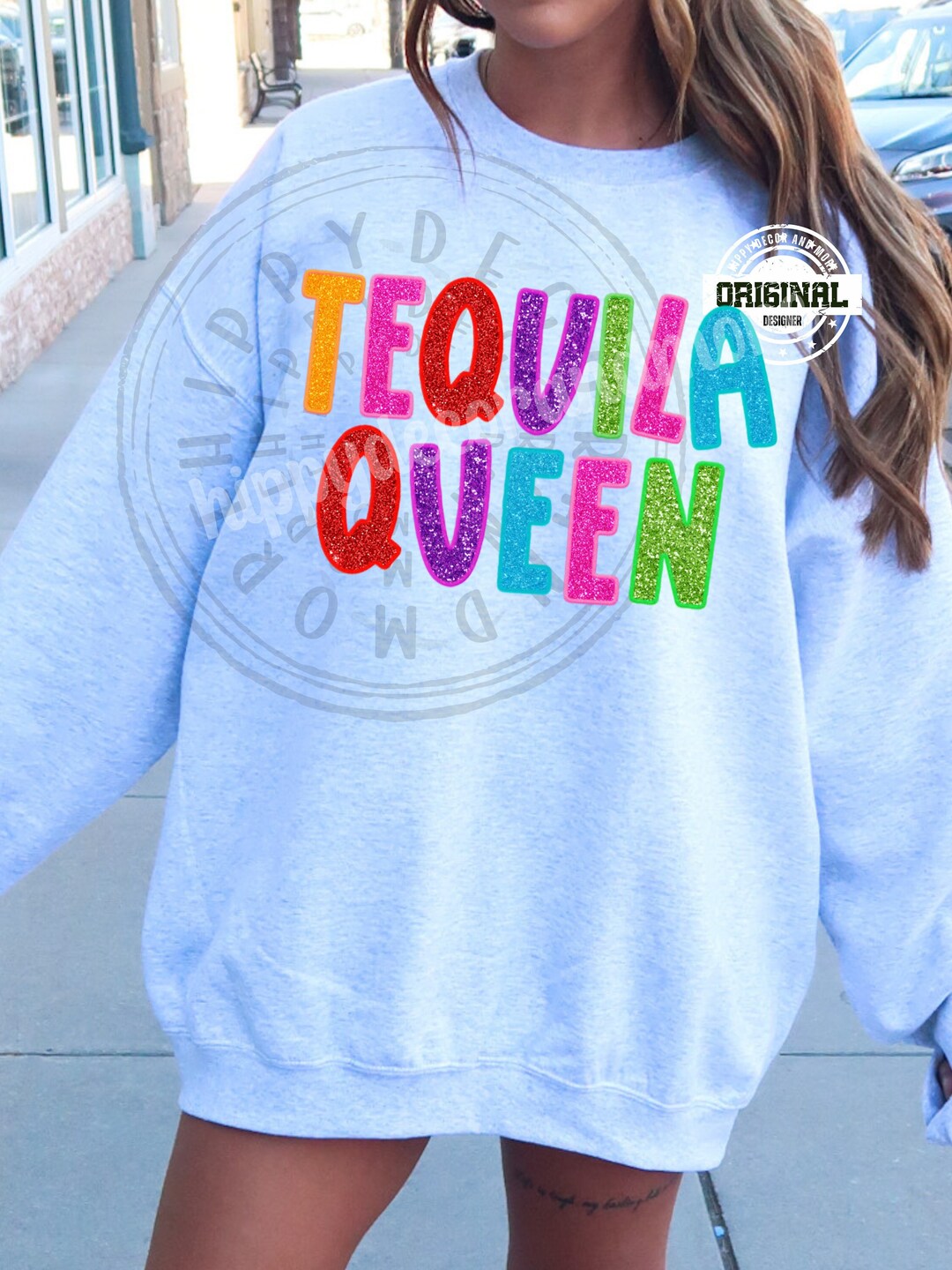 Sparkly Faux Embroidery PNG Glitter PNG Tequila Queen PNG Colorful ...