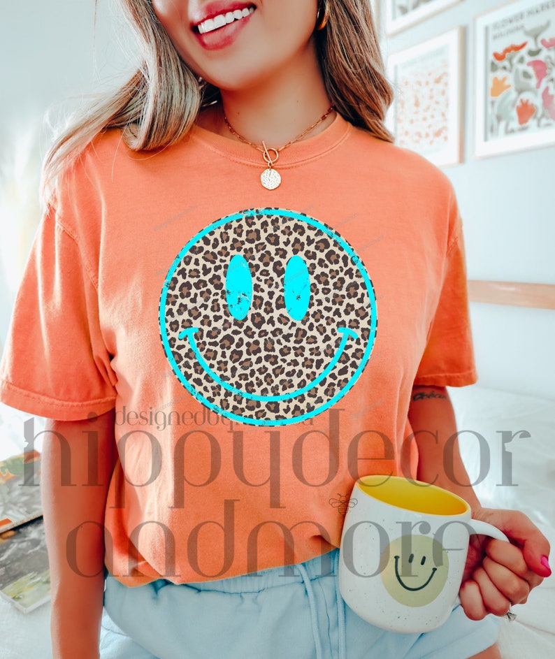 Distressed Smiley Face PNG Leopard Print Smiley Face Girly - Etsy