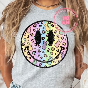 Easter PNG Smiley Face Shirt Easter Sublimation Smiley Transfer Peeps ...
