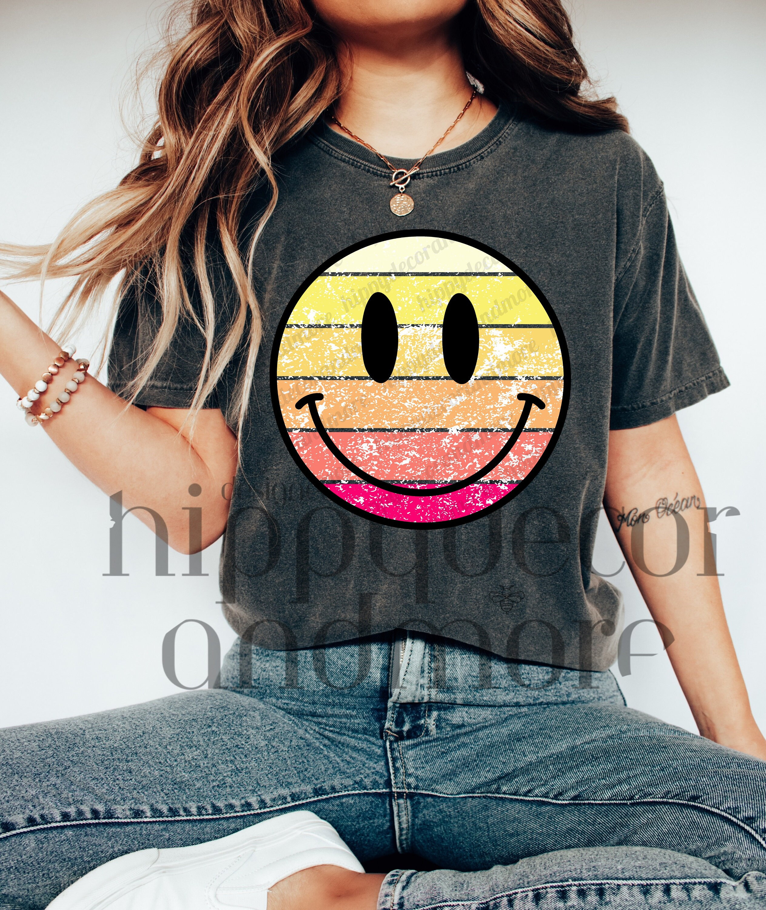 Distressed Retro Smiley Face PNG Sunny Smiley Png Boho Png Boho Smiley ...