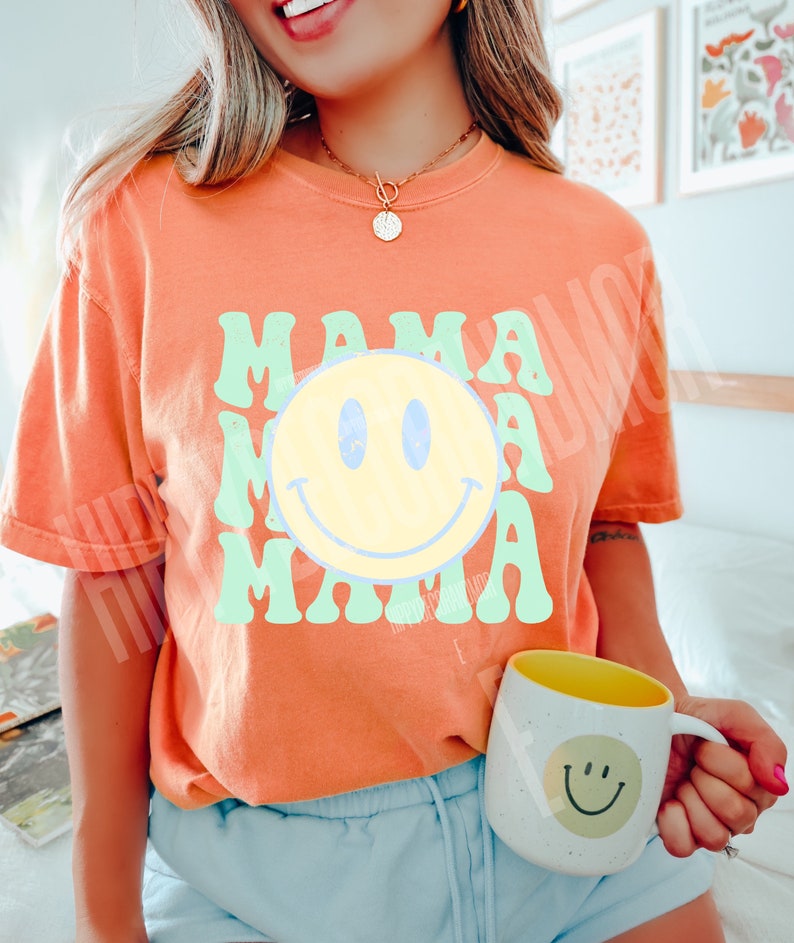 Smiley Face PNG Retro PNG Mama Png Sublimation Happy Face Shirt Retro ...