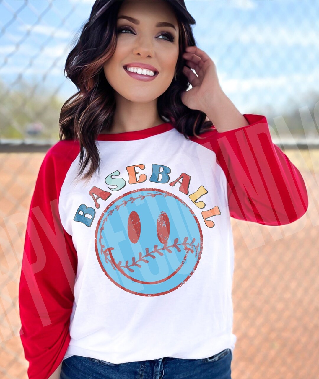 Retro PNG Baseball Smiley Face Retro Smiley Face Sublimation Distressed ...
