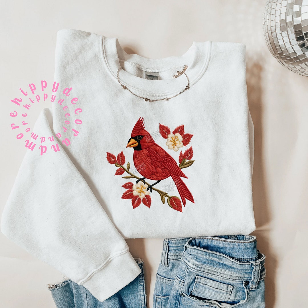 Cardinal Bird PNG Faux Embroidery Digital Design Cardinal PNG Cardinal ...