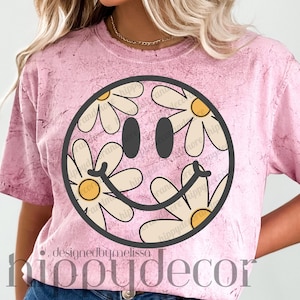 Daisy PNG Retro Smiley Face PDF Distressed Transfer Smiley Face PNG ...