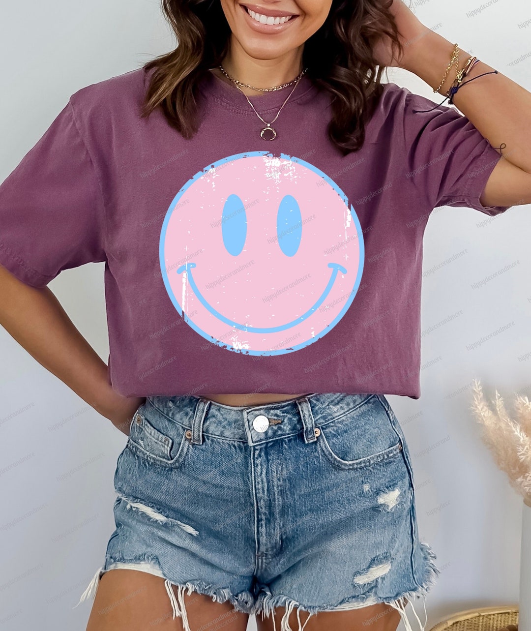 Boho Smiley Face PNG Retro PNG Smiley Face Distressed Smiley - Etsy