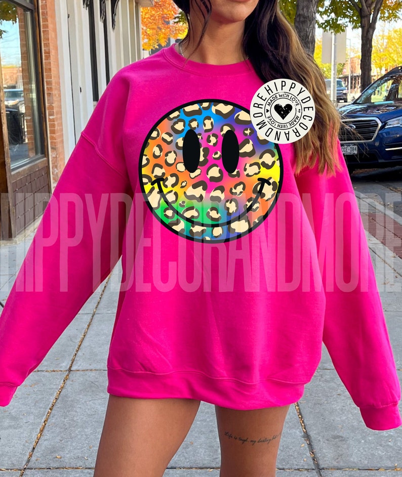 Retro Smiley Face PNG Rainbow Smiley Face Leopard Print Smiley - Etsy