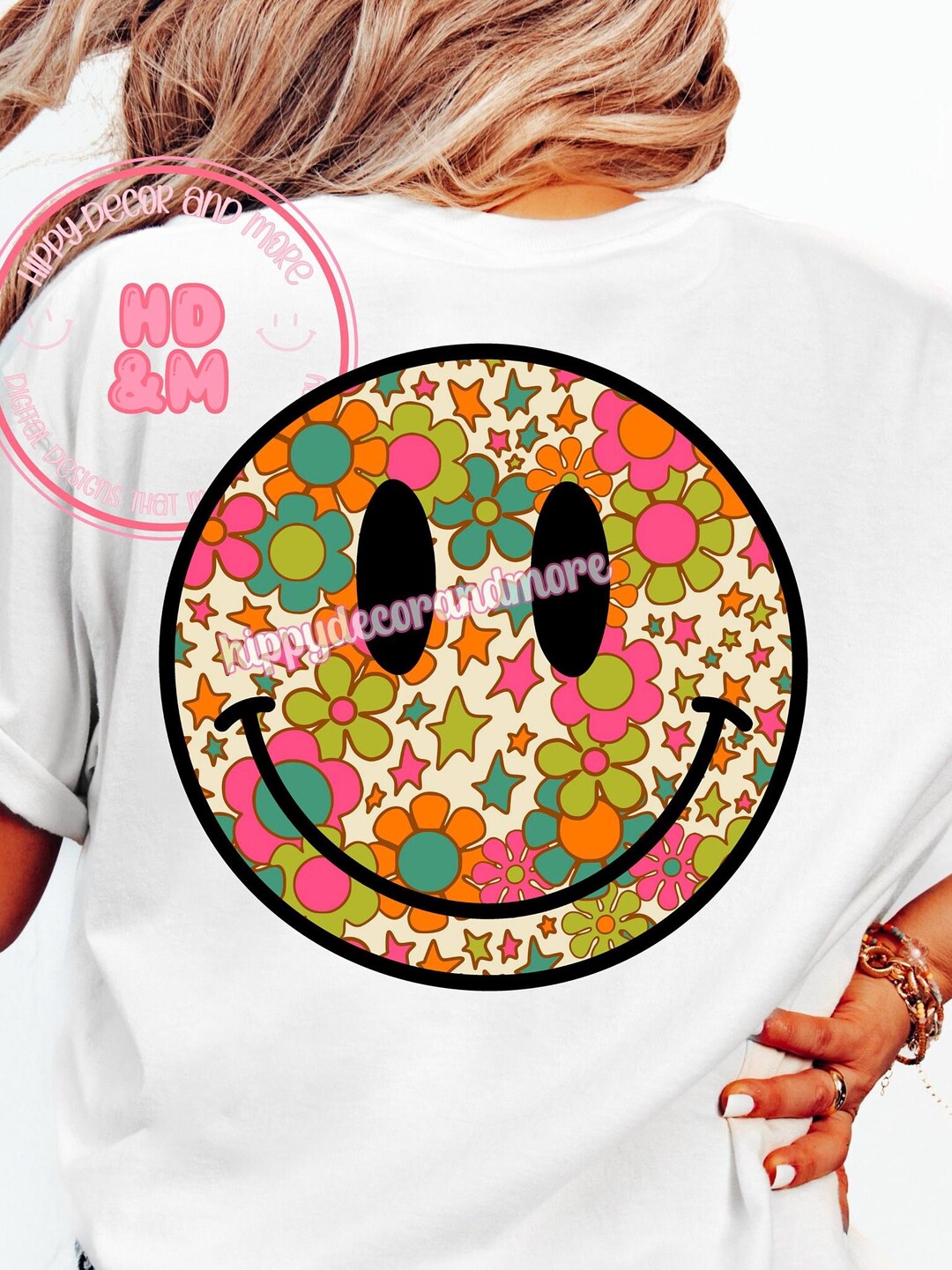 Boho PNG Retro Smiley Face PNG Retro Flowers PNG Fall Vibes Floral ...