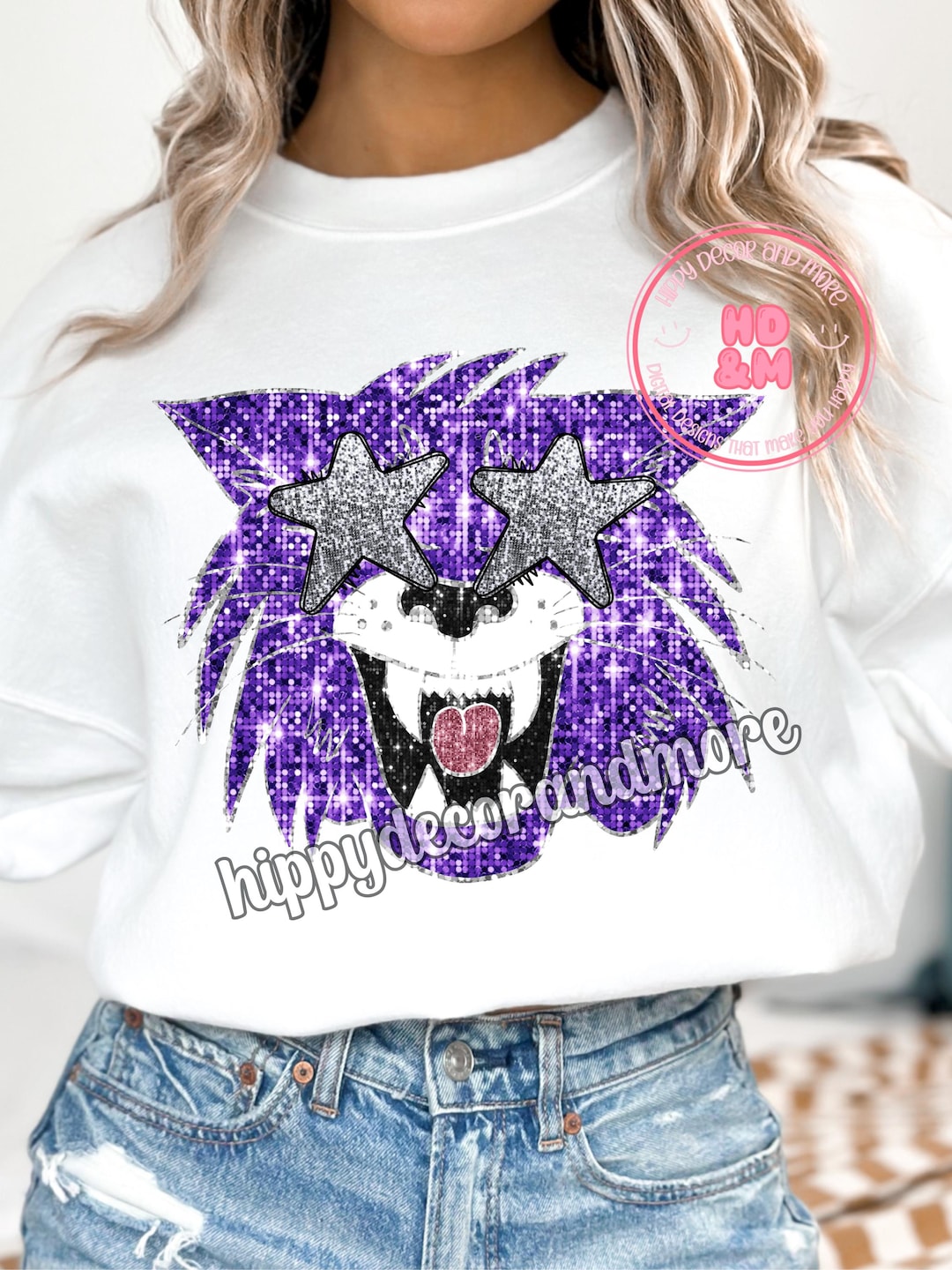 Purple Wildcats Mascot PNG Preppy PNG Preppy Mascot Shirt Sublimation ...