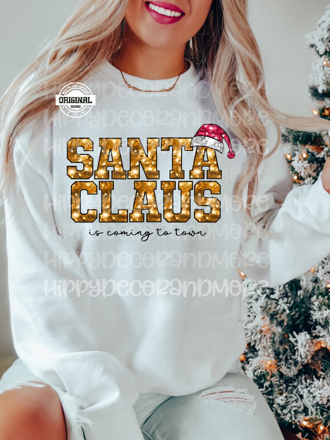 Santa Claus is Coming to Town PNG Sequins PNG Glitter Christmas Vector ...
