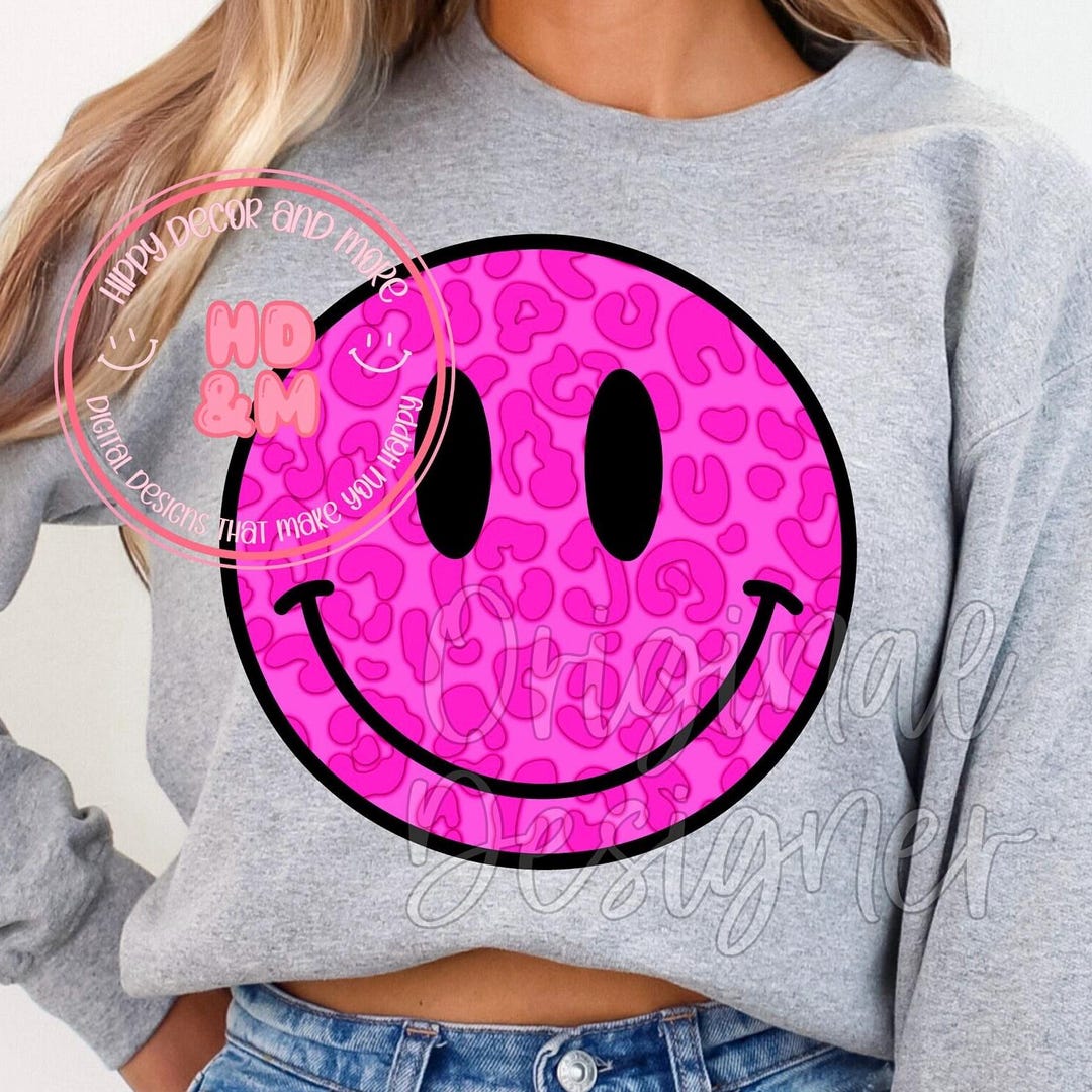 Pink Leopard Print PNG Pink Smiley PNG Smiley Face Shirt Design Smiley ...