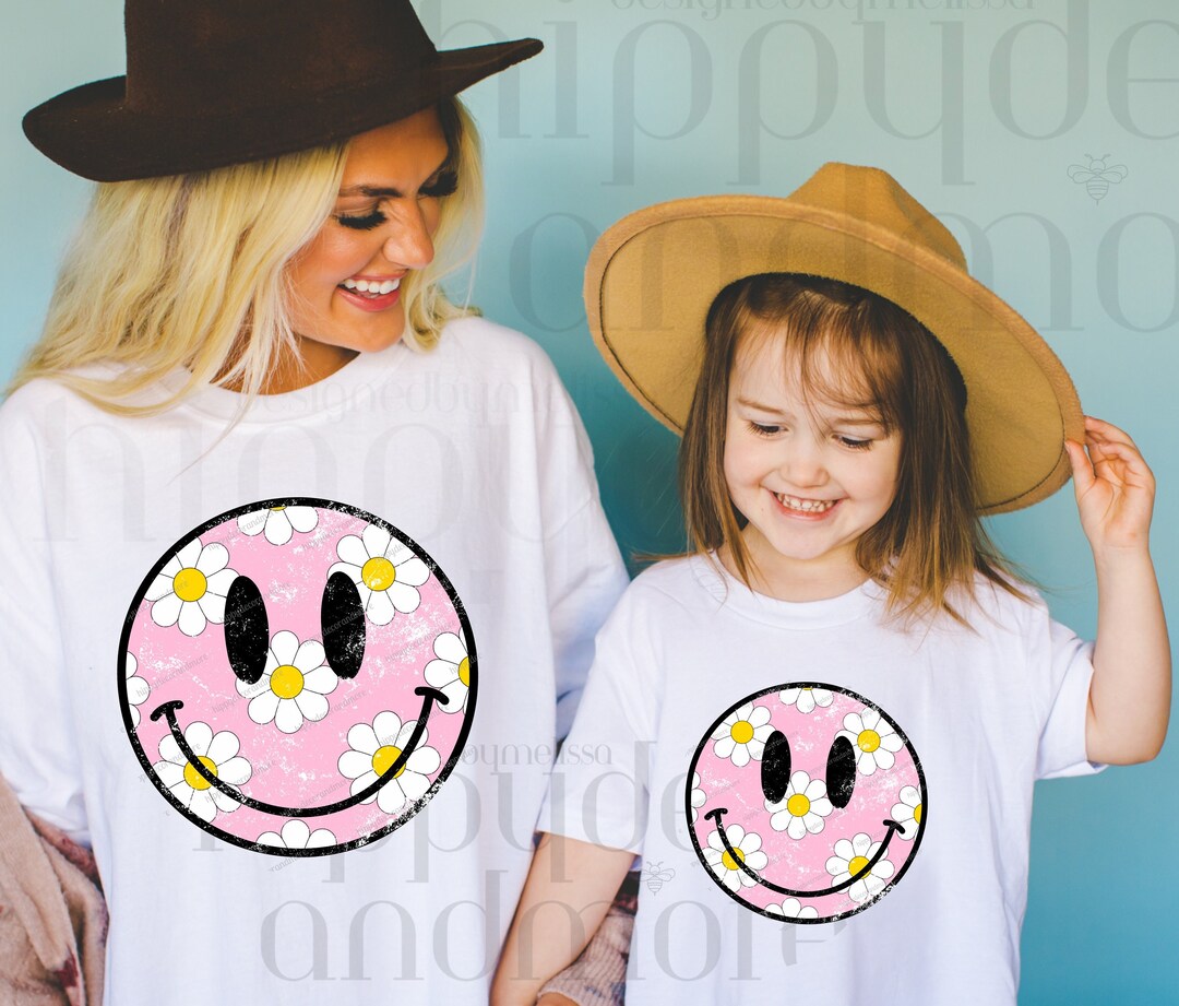 Pink Retro Png Daisy Smiley Face PNG Daisy PNG Distressed Happy ...