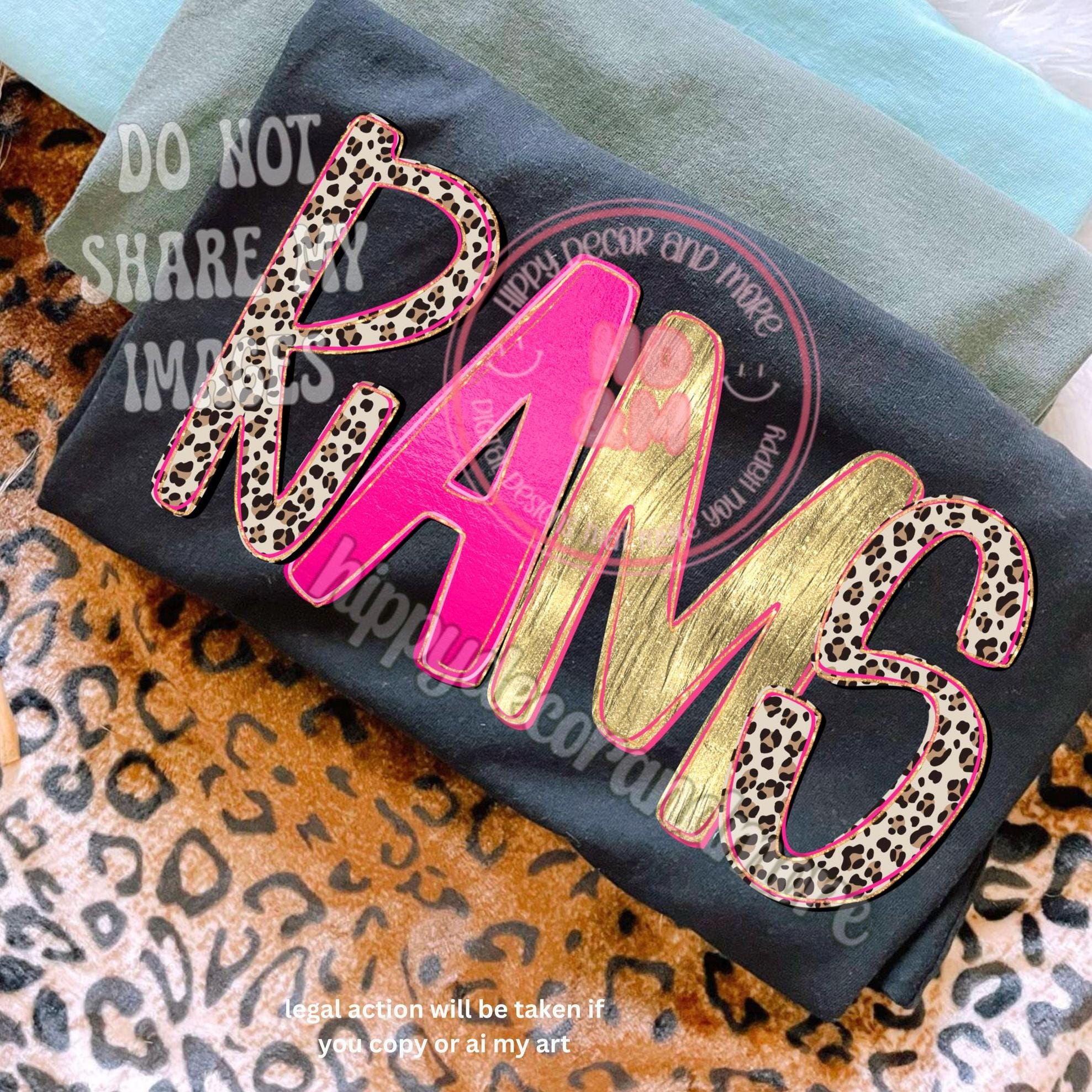 Preppy Mascot PNG Ram PNG Pink Leopard Print Metalic Gold Girly Girl ...