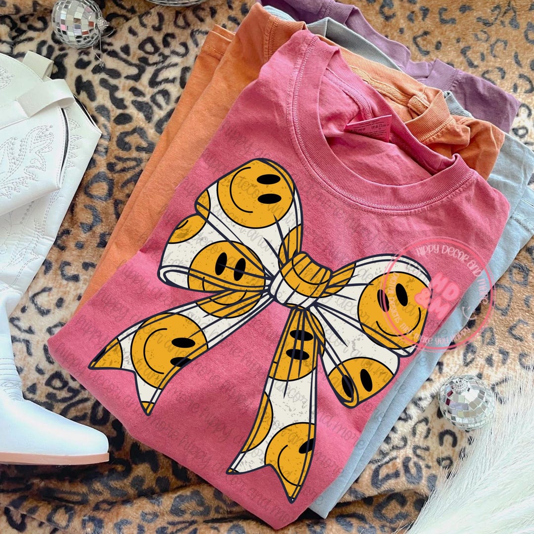 Preppy Bows Smiley PNG Bows PNG Smiley Face PNG Smiley Face Bow ...