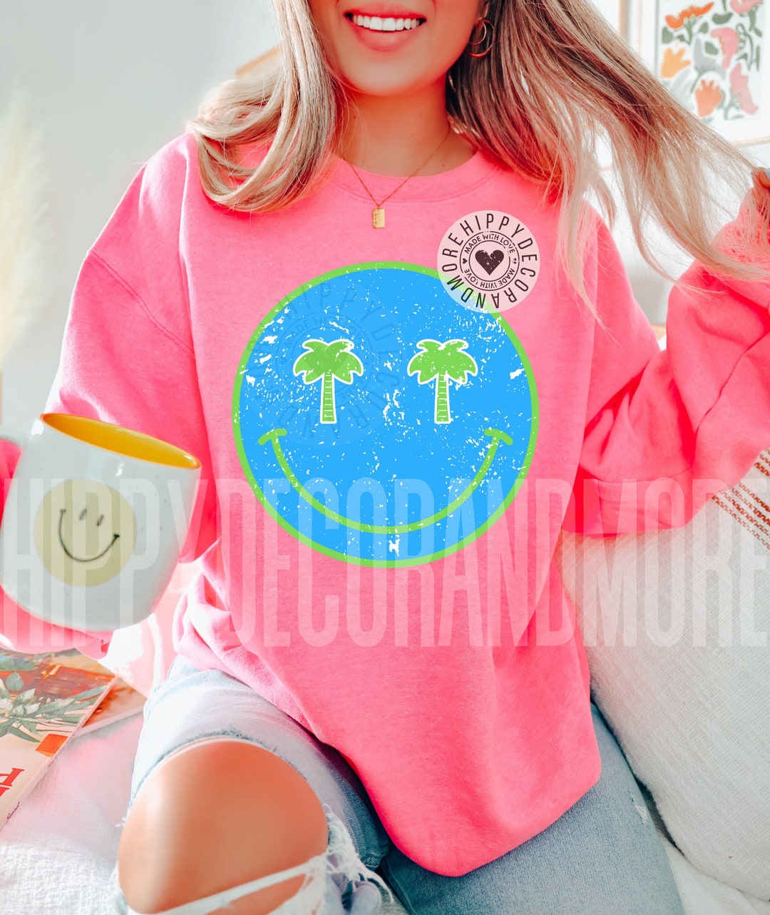 Smiley Face Png Palm Trees Smiley Face Pdf Distressed Palm - Etsy