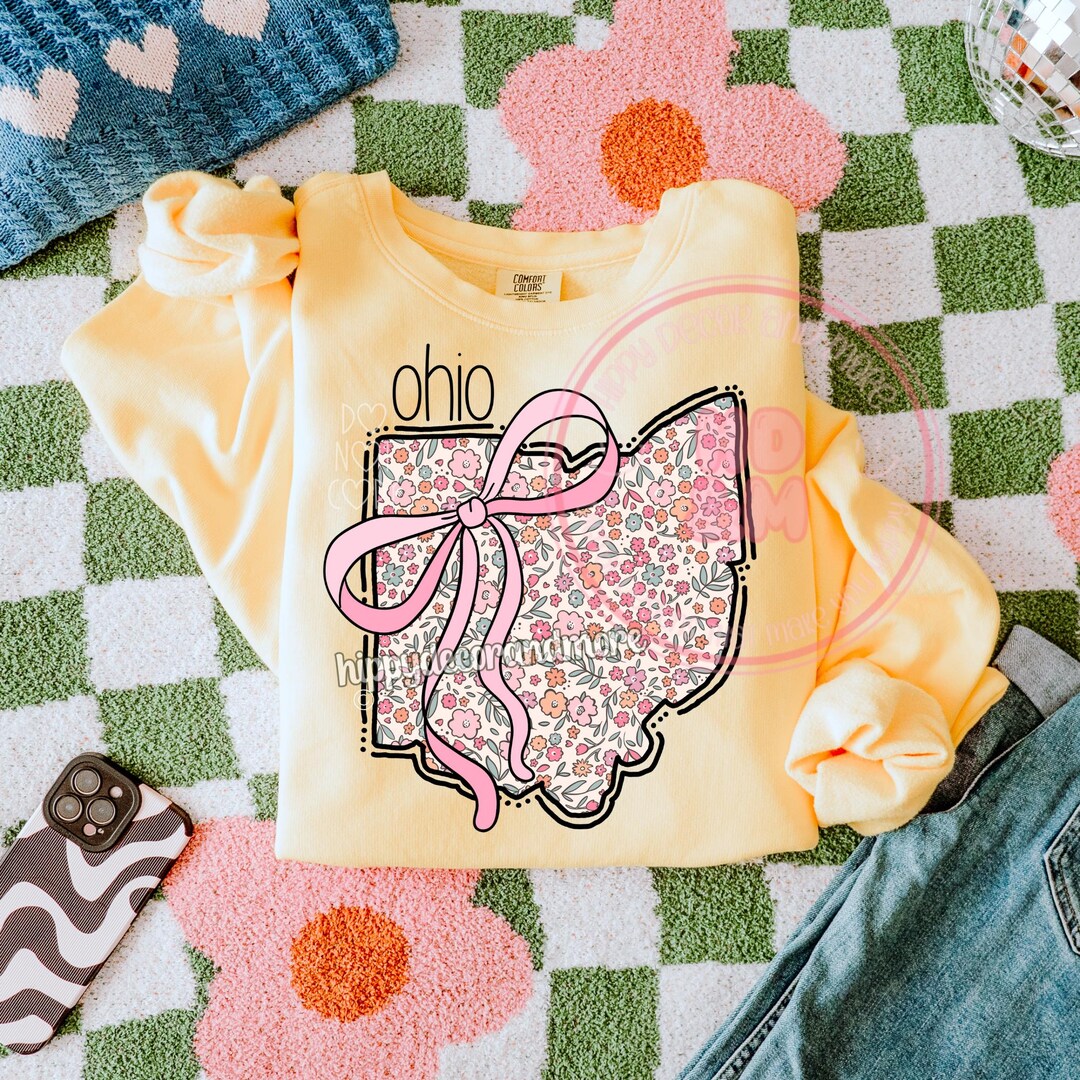 State PNG Floral Coquette Ohio PNG Trendy Girly Shirt Design Coquette ...