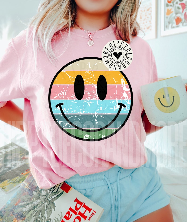 Retro Smiley Face PNG Spring Png Smiley Png Boho Png Boho - Etsy