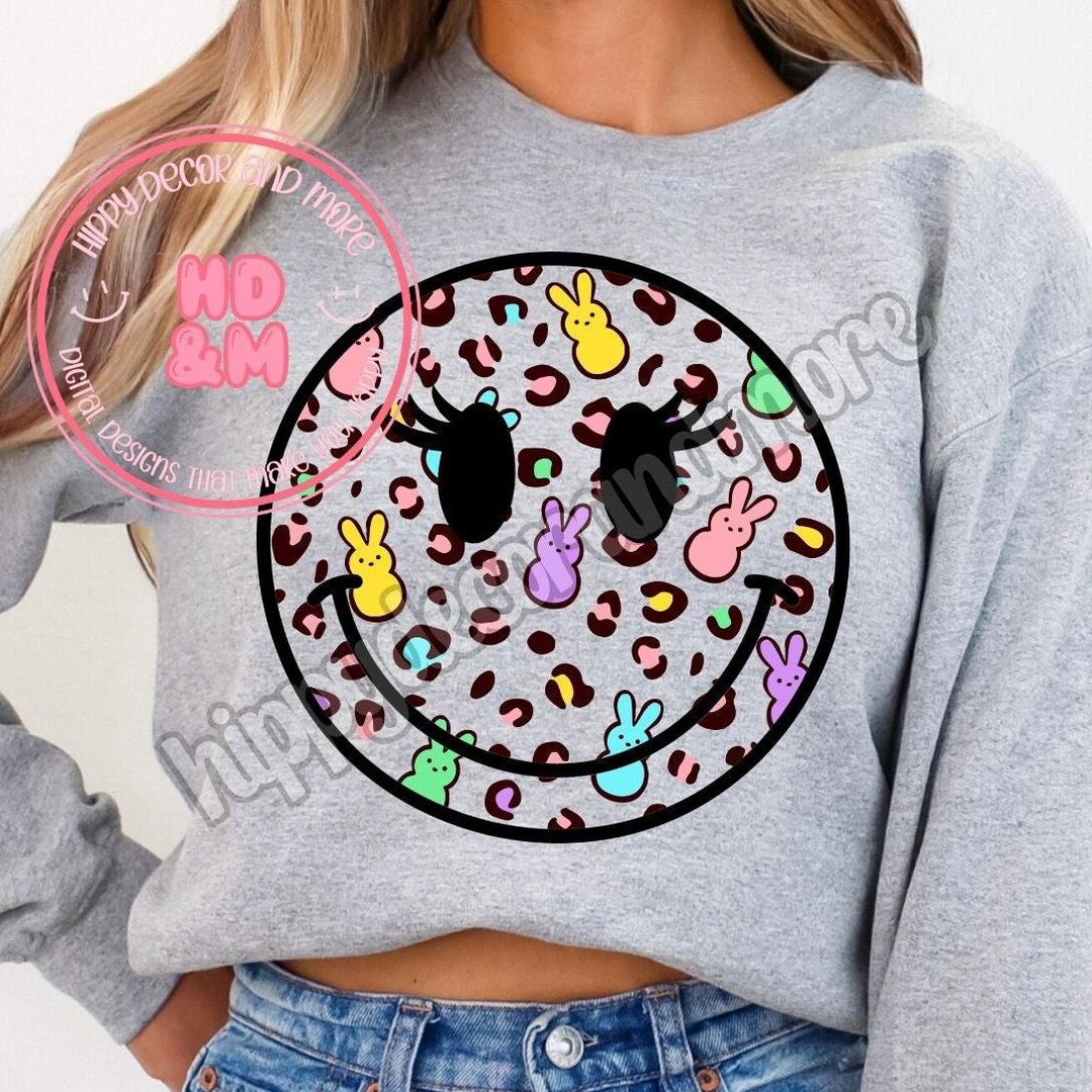Leopard Print Smiley Face PNG Easter PNG Pastel Smiley Face Shirt ...