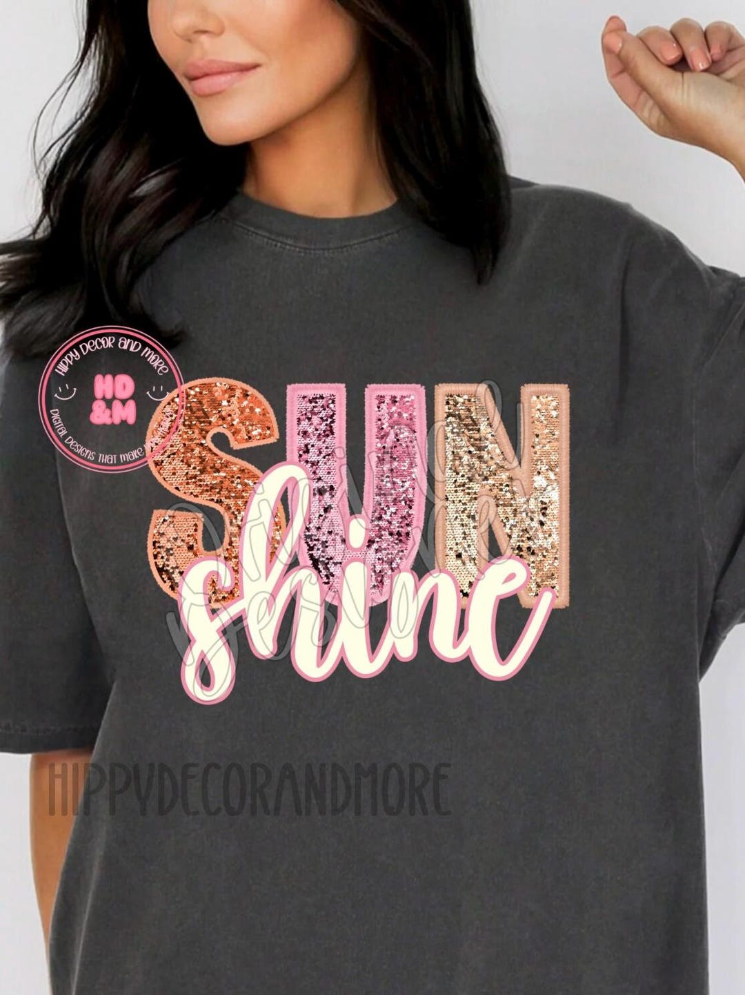 Sunshine PNG Faus Sequins Embroidered Letters Springbreak Shirt Design ...
