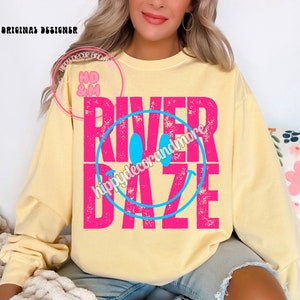 River Daze Smiley Face PNG River Shirt Design Distressed Retro Smiley ...