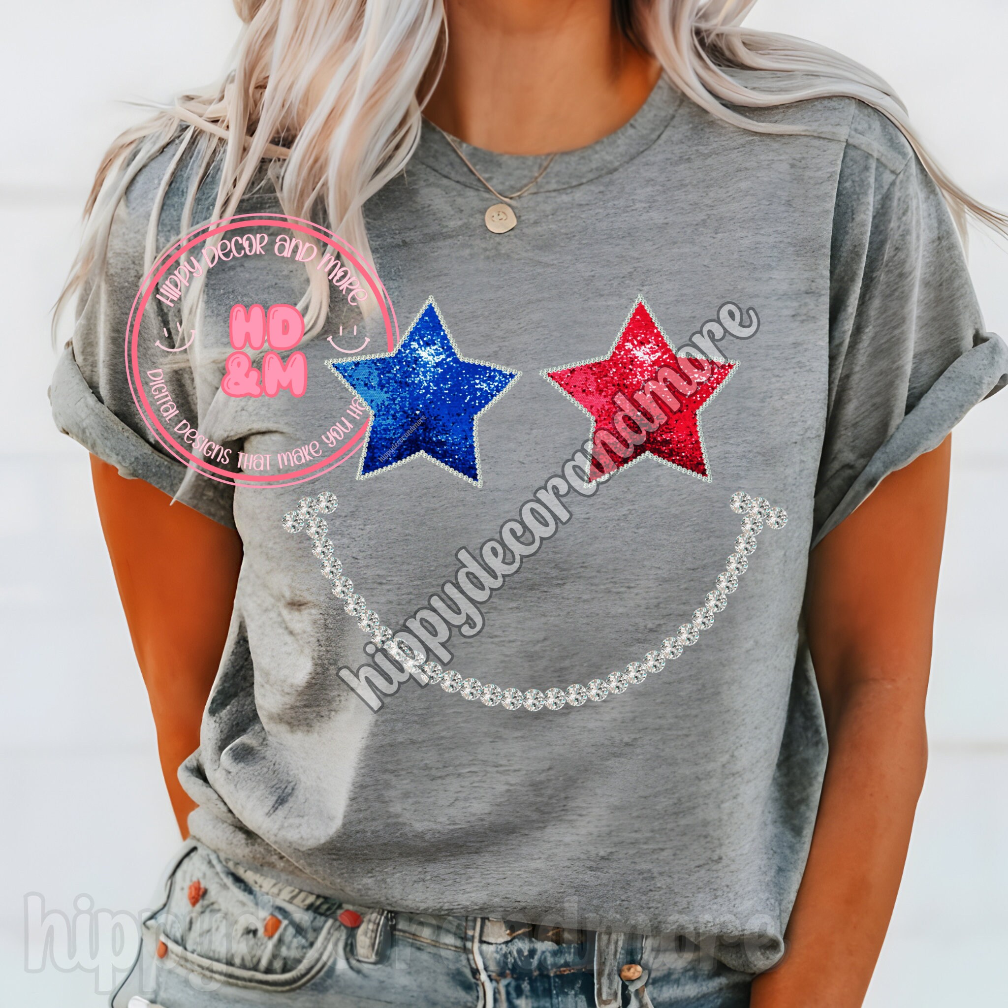 Star Smiley Face PNG Faux Glitter Rhinestone Smiley Shirt Design 4th of ...
