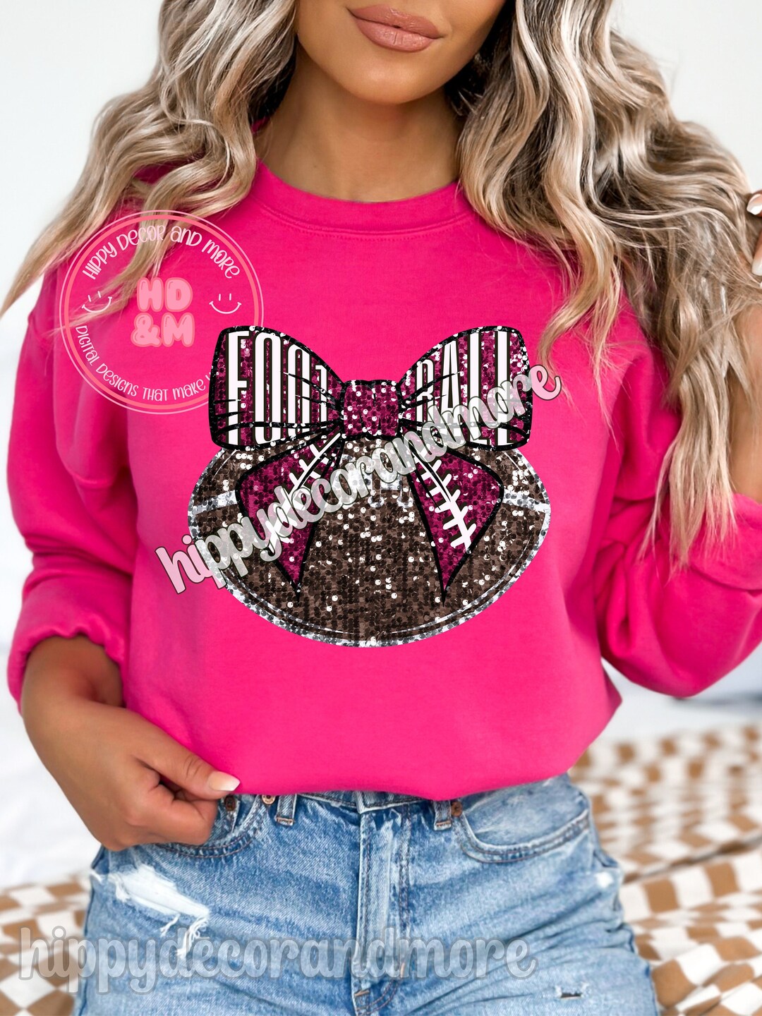 Maroon Football PNG Sparkly Coquette Football With Bow PNG Girly Retro ...