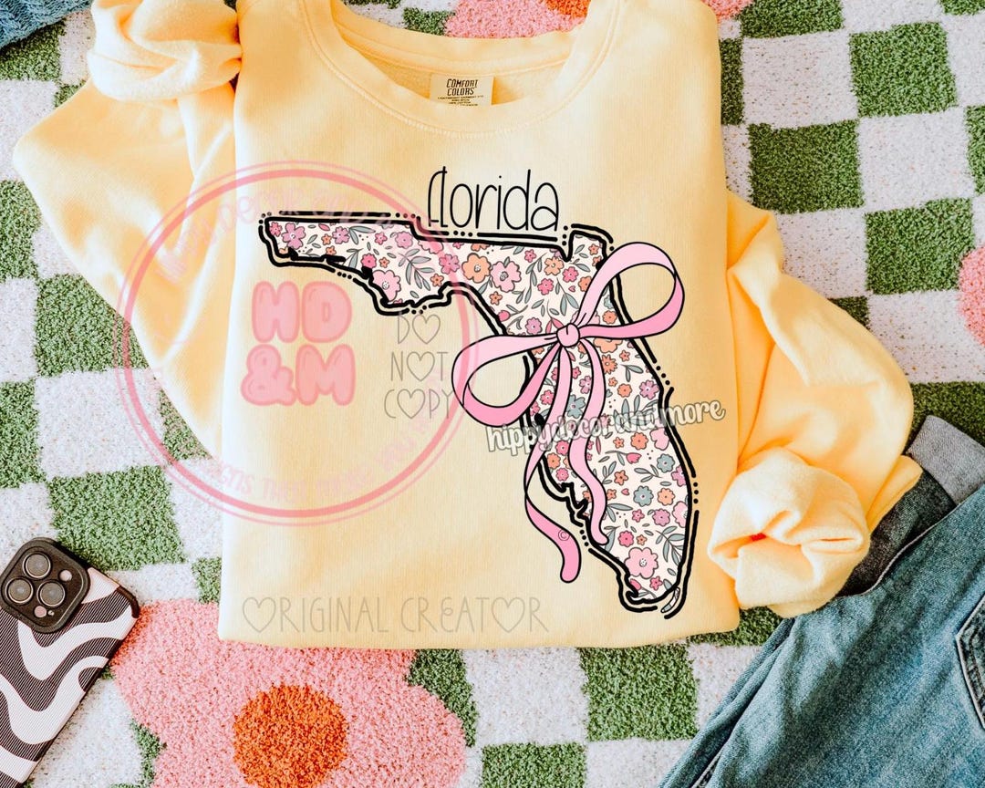 State PNG Floral Coquette Florida PNG Trendy Girly Shirt Design ...