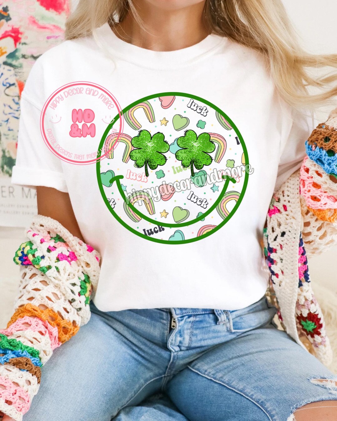 Shamrock Smiley Face PNG St Patricks Day PNG Lucky Charms Smiley Shirt ...