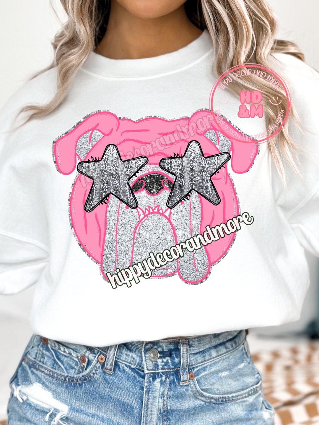 Pink Preppy Bulldog Mascot PNG Sparkly Mascot Star Eyes Girly Bulldog ...