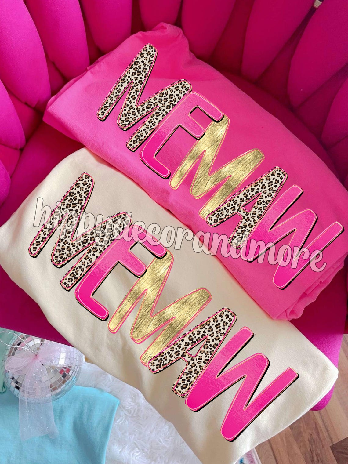 Preppy Memaw PNG Pink Leopard Print Metalic Gold Girly Girl Memaw Shirt ...