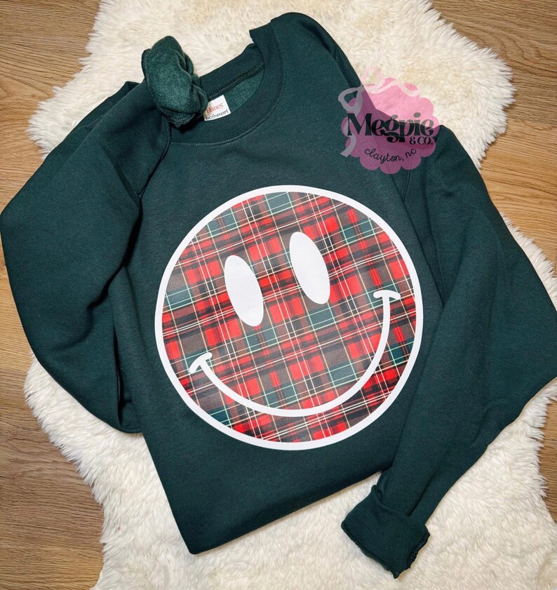 Plaid Smiley Face PNG Preppy Christmas PNG Plaid Smiley Shirt ...