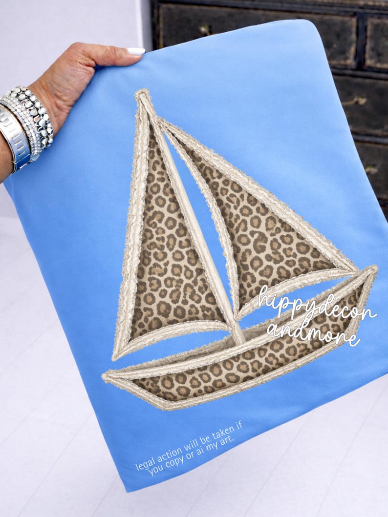 Leopard Print Sailboat PNG Lake PNG Boat Shirt Design Leopard Boat ...