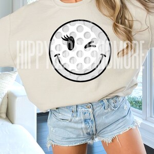 Golf Ball PNG Smiley Face PNG Golf Smiley Transfer Design Smiley Face ...
