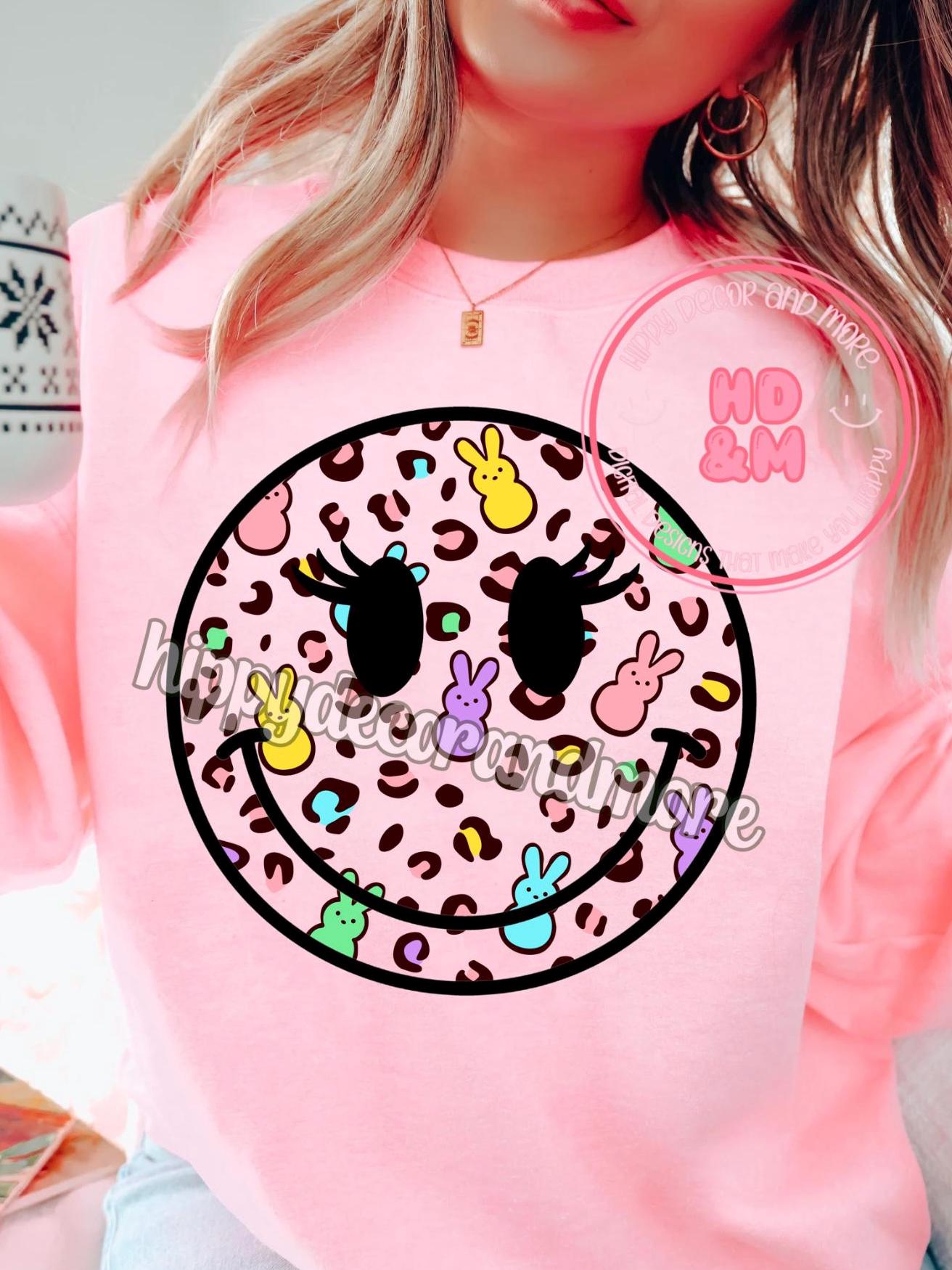 Leopard Print Smiley Face PNG Easter PNG Pastel Smiley Face Shirt ...