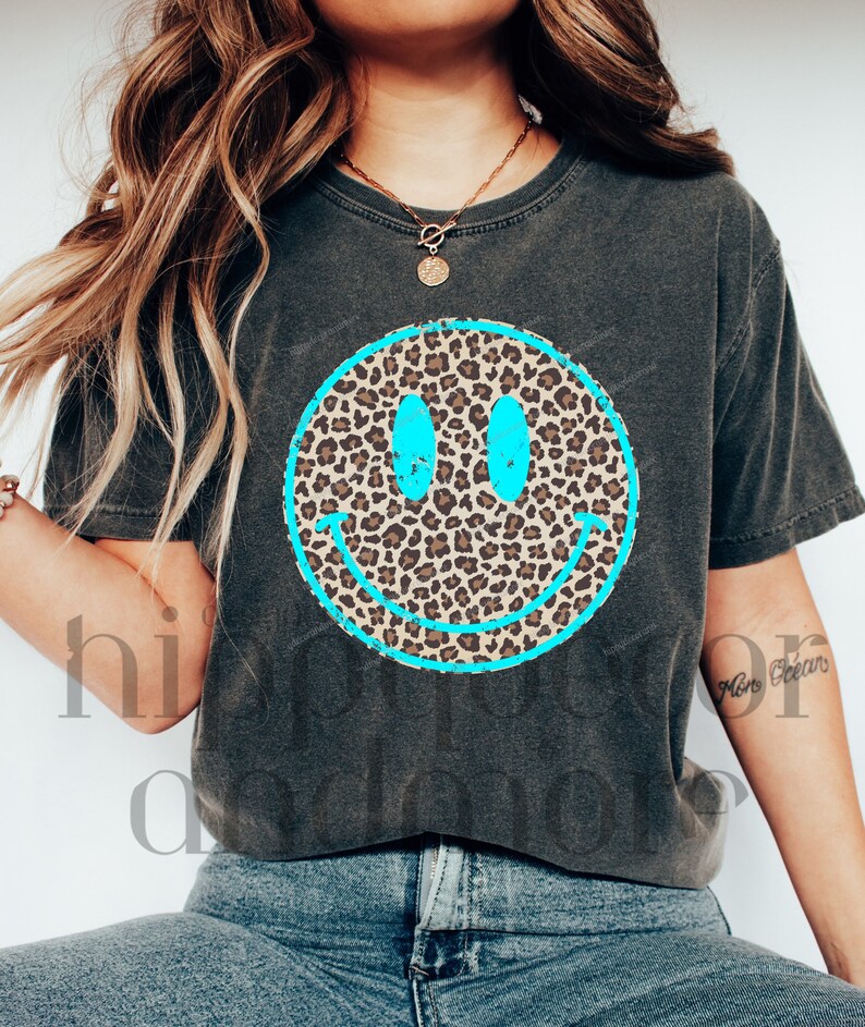 Distressed Smiley Face PNG Leopard Print Smiley Face Girly - Etsy