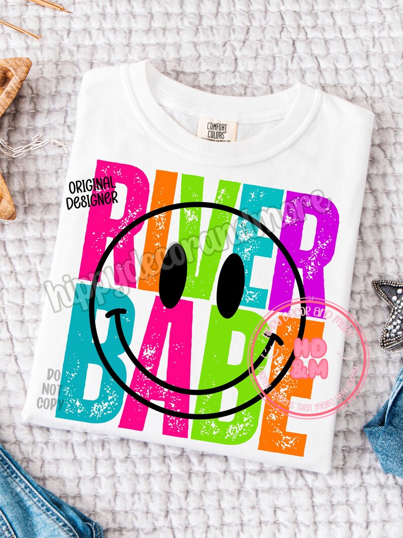 River Babe Babe Retro Smiley Face PNG Boho PNG Happy Face Shirt Retro ...