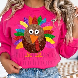 Turkey PNG Glitter Sparkle Sequin PNG Thanksgiving Sweatshirt ...