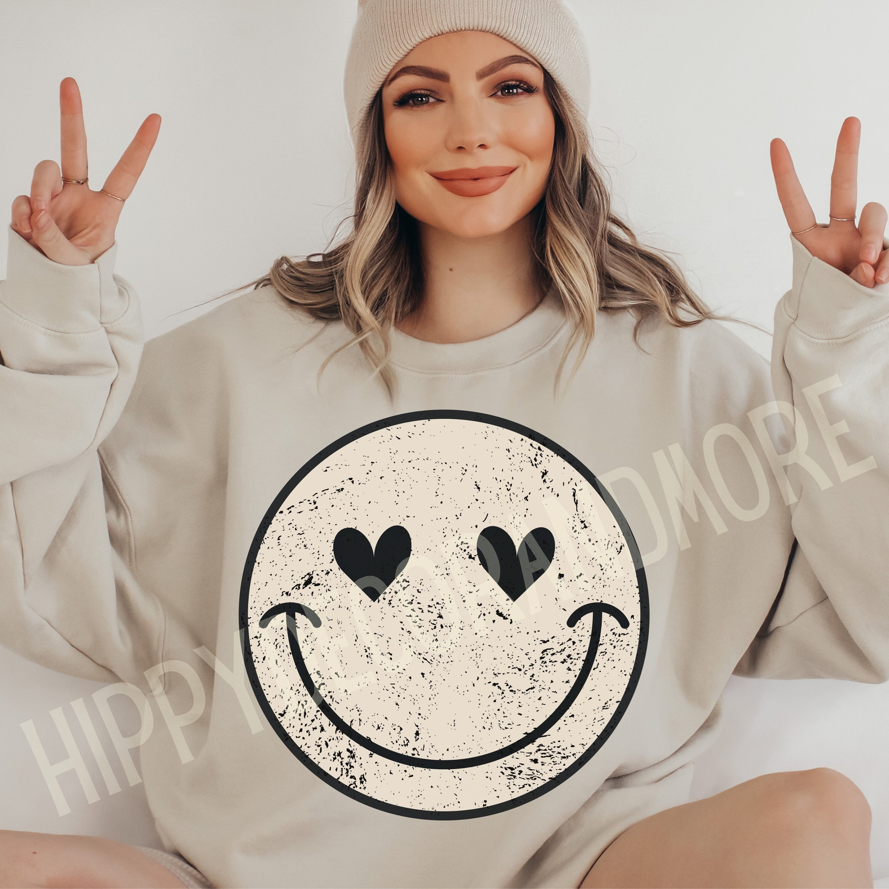 Distressed Retro Smiley Face Distressed Smiley Face Beige - Etsy