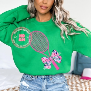 Preppy Tennis PNG Tennis Racket PNG Pink Tennis Floral Bow PNG Tennis ...