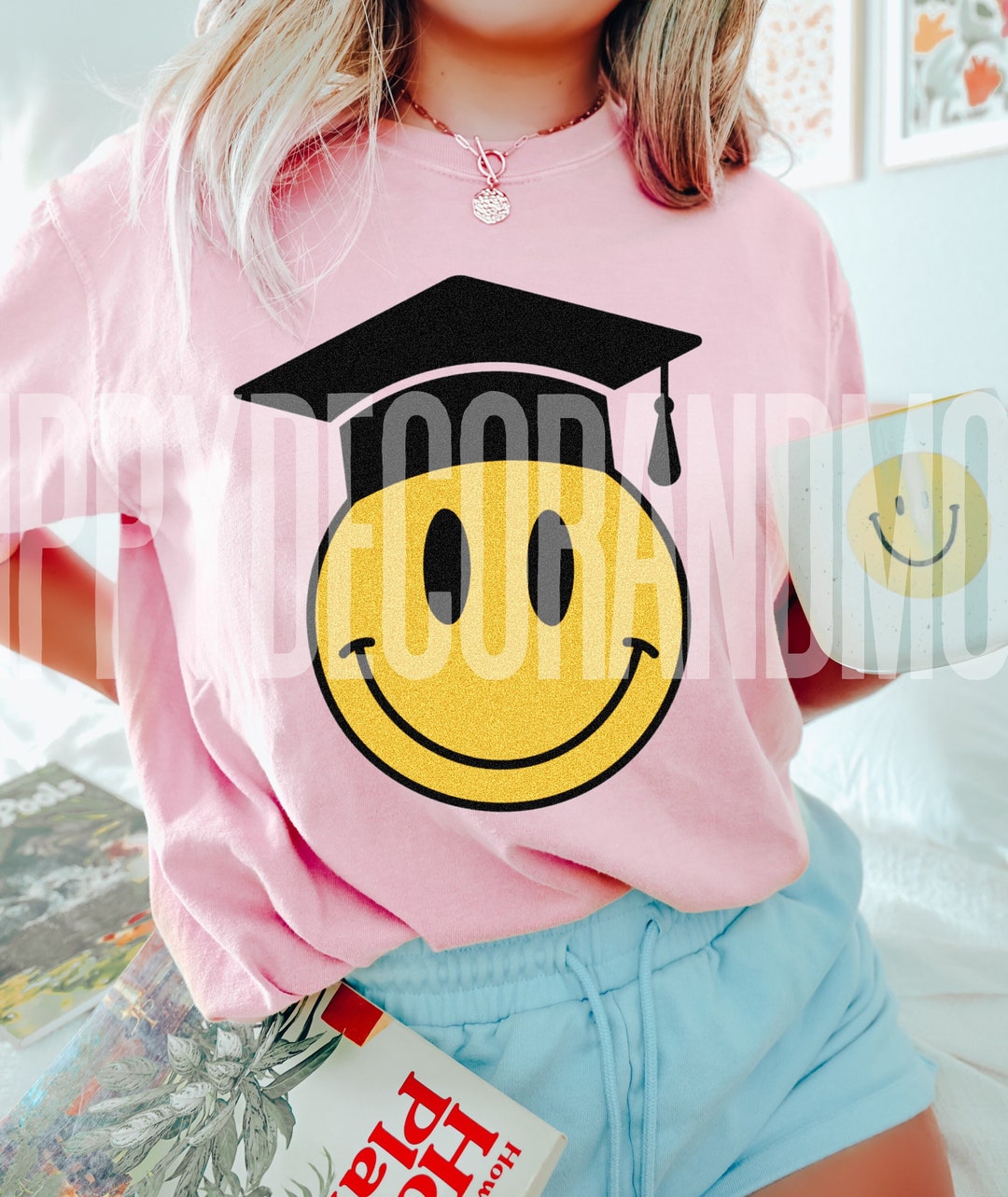 Smiley Face PNG Grad PNG Graduation Shirt Graduation Png Yellow Smiley ...